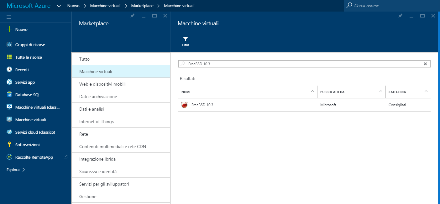 FreeBSD disponibile su Azure - ICT Power