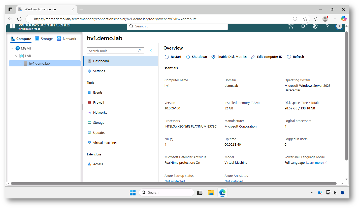 Windows Admin Center Virtualization Mode (vMode) - ICT Power