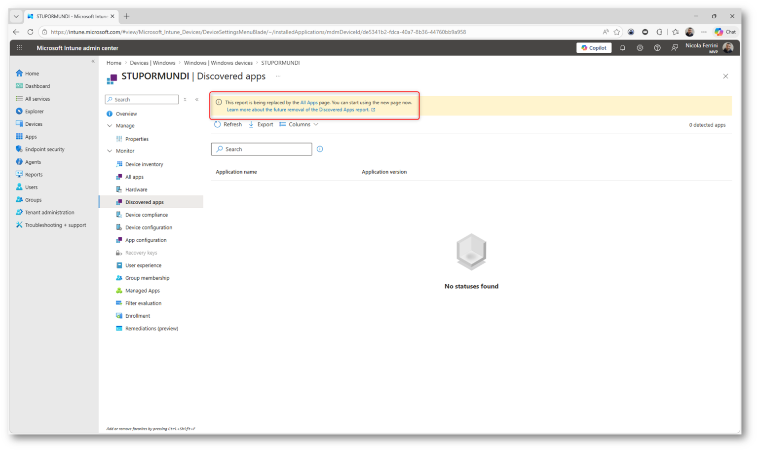 Microsoft Intune App Inventory: il nuovo inventario applicazioni ...